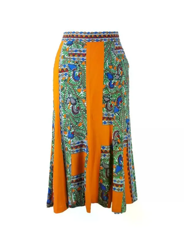 Tory Burch Geometric-print Midi Skirt - Orange