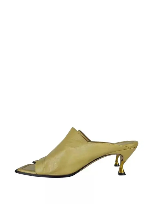 Bottega Veneta Square-toe Leather Sandals - Yellow