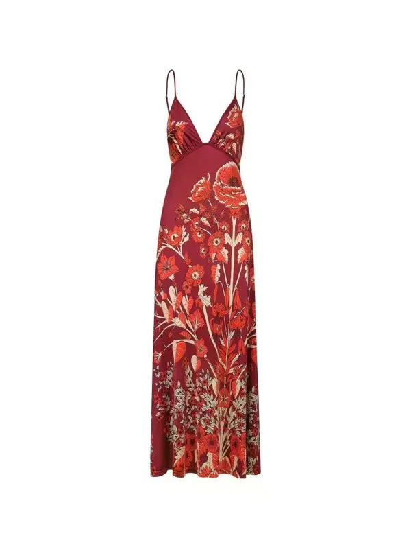 Johanna Ortiz Sendero De Astromelias Floral-pattern Maxi Dress - Red