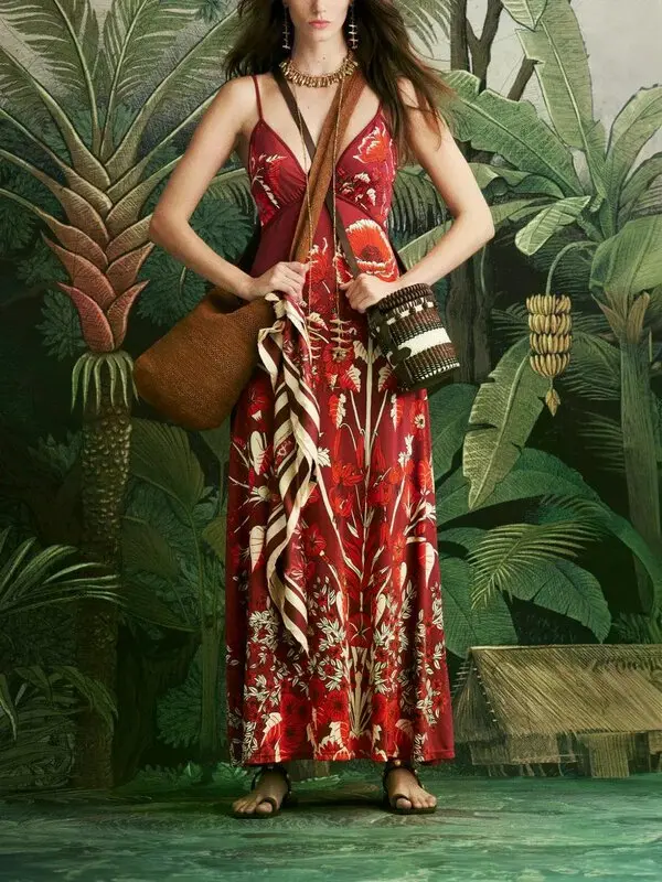 Johanna Ortiz Sendero De Astromelias Maxi Dress - Red