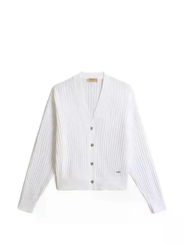 Woolrich V-neck Ribbed Cardigan - White