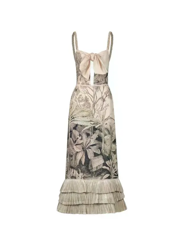 Johanna Ortiz Invictus Graphic-pattern Midi Dress - Neutrals