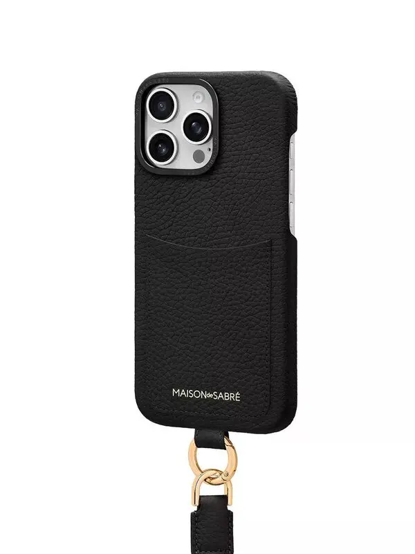 MAISON DE SABRE Sling Leather Iphone 16 Pro Max Phone Case - Black