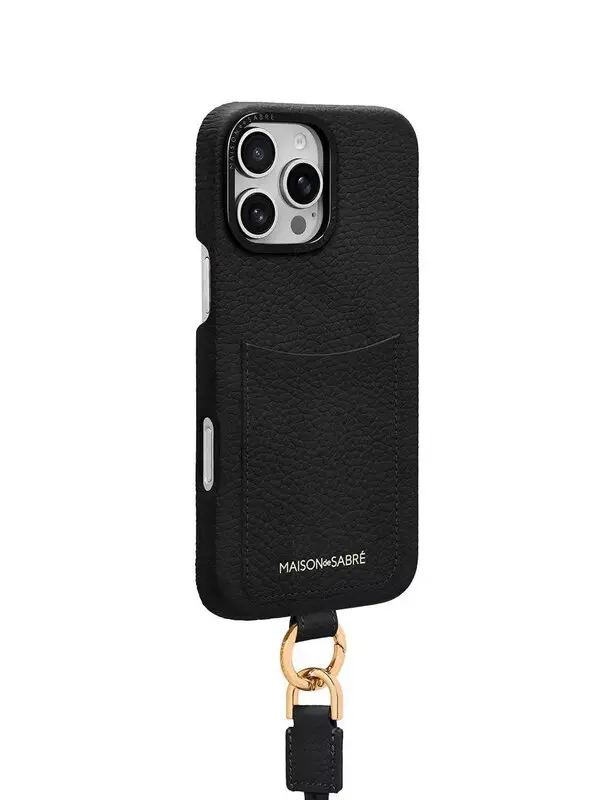 MAISON DE SABRE Sling Leather Iphone 16 Pro Max Phone Case - Black