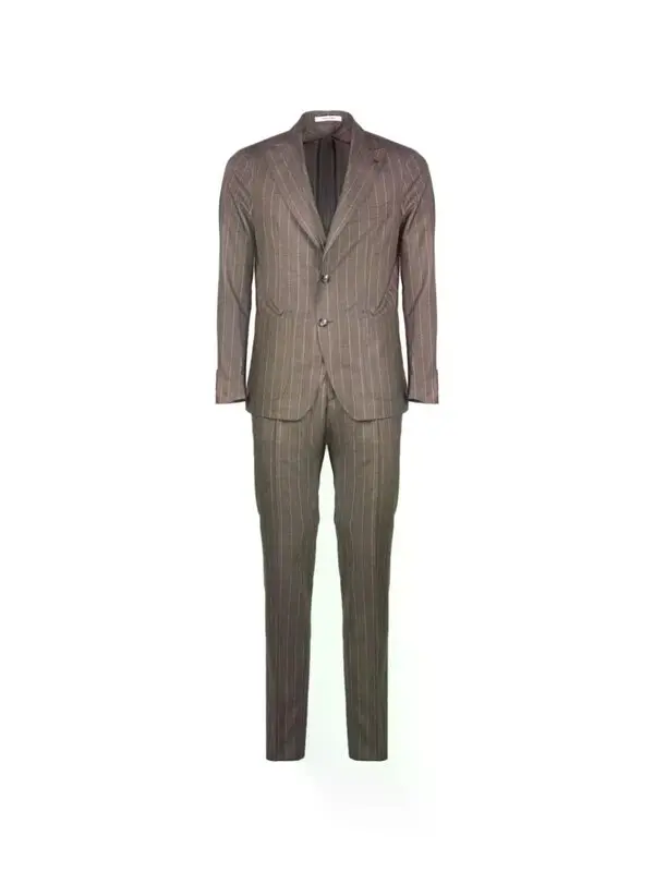 Tagliatore Pinstripe Virgin Wool Suit - Brown