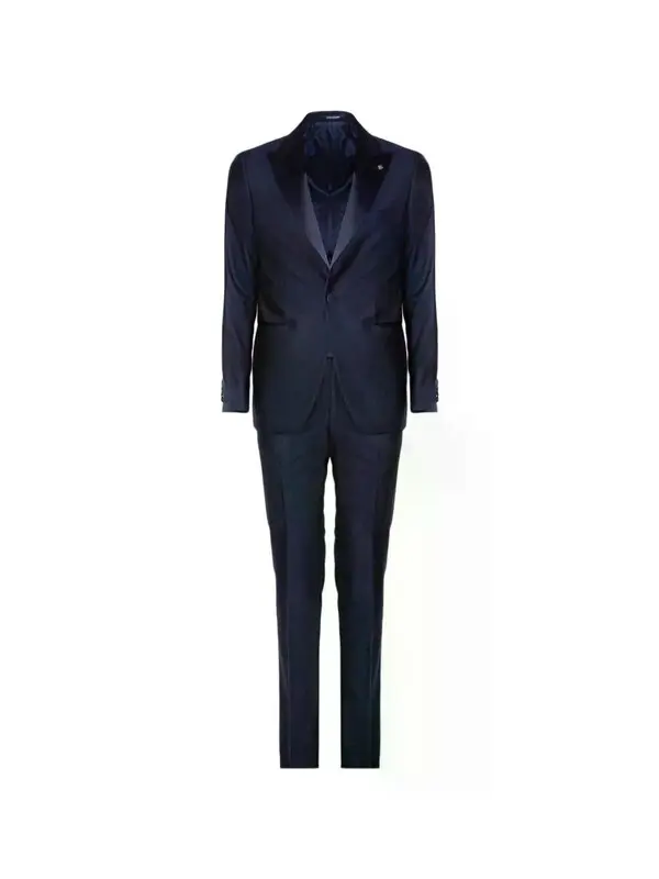 Tagliatore Satin Lapel Tailored Suit - Blue
