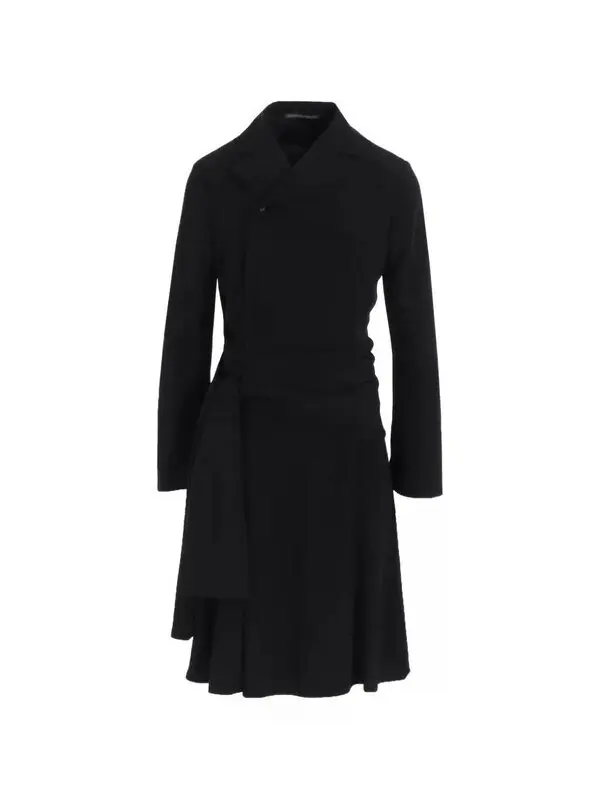 Yohji Yamamoto Long-sleeved Wrap Dress - Black