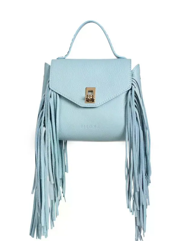 VISONA` Mini Artico Fringe-detail Top-handle Bag - Blue