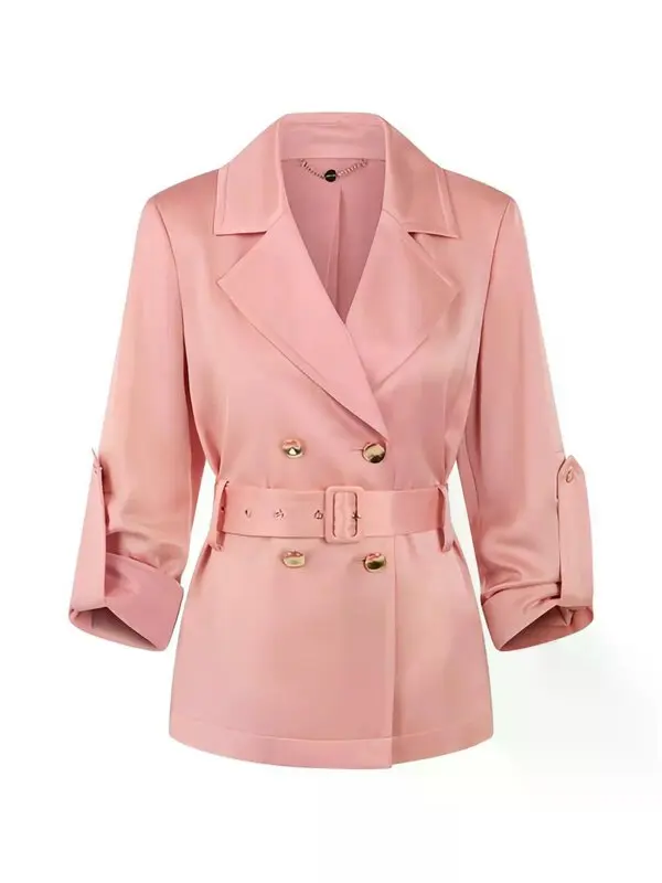 MARCCAIN Double-breasted Satin Blazer - Neutrals