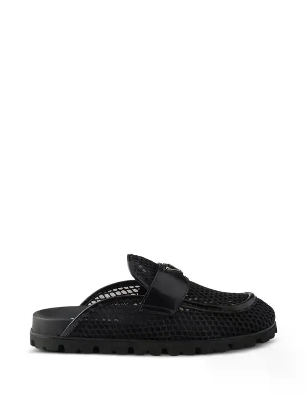 Prada Triangle Logo Mules - Black