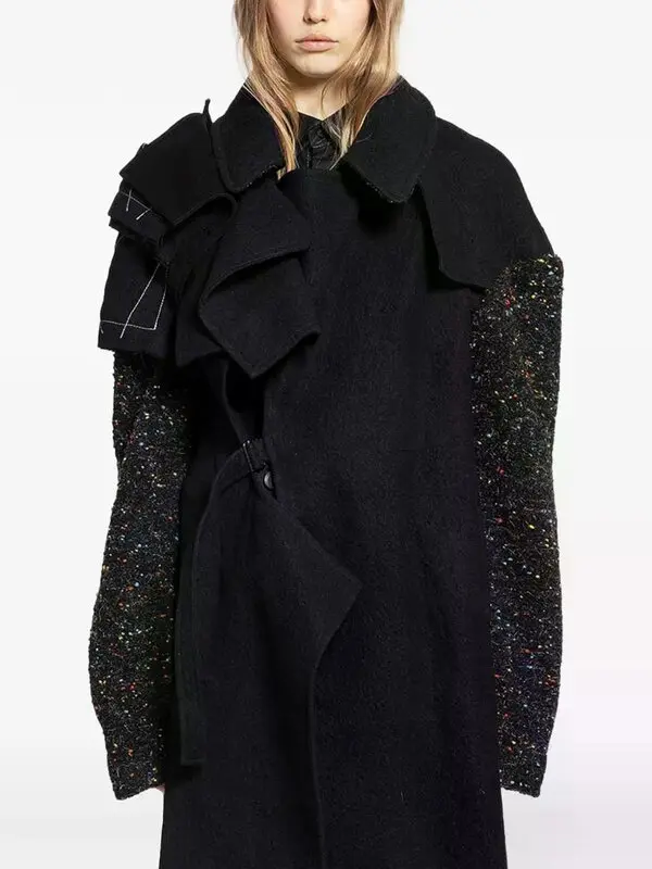 Yohji Yamamoto Double-layered Belted Wool Coat