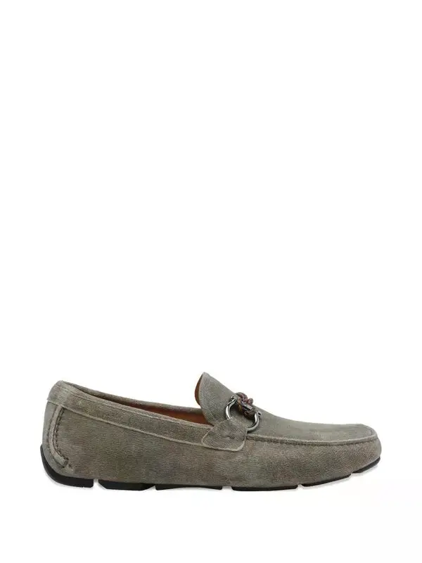 FERRAGAMO Gancini Squared-toe Loafers - Green