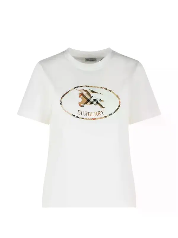 Burberry Logo Embroidered T-shirt - White