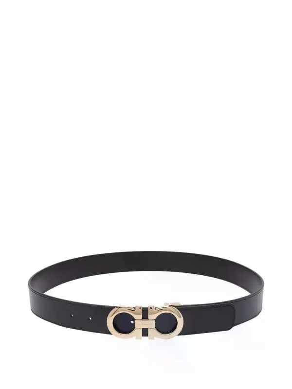 FERRAGAMO Gancini Logo Leather Belt - Black