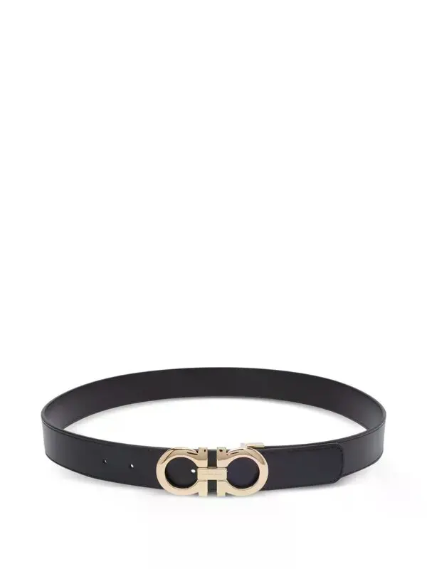 FERRAGAMO Gancini Logo Leather Belt - Black