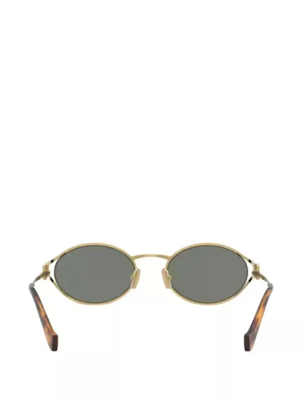 Miu Miu Cut-out Round-frame Sunglasses - Gold