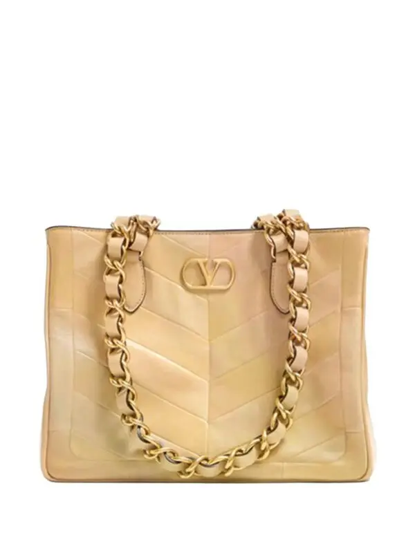Valentino Garavani Laseine Leather Shoulder Bag - Neutrals