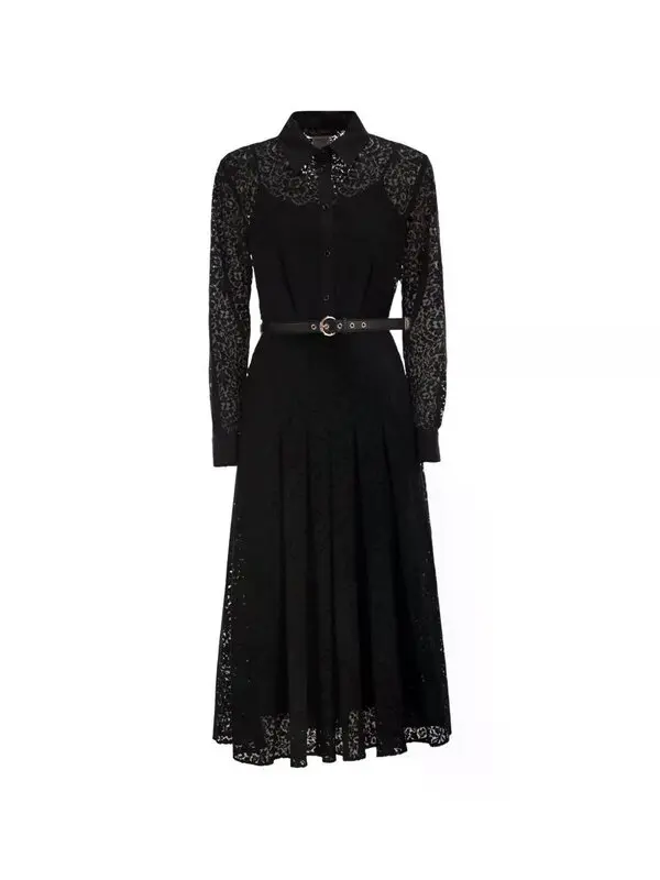 Max Mara Alençon Lace Shirt Dress - Black