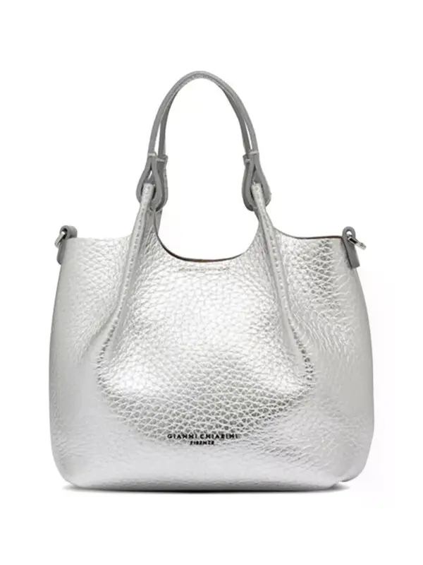 GIANNI CHIARINI Dua Textured-leather Tote Bag - Silver