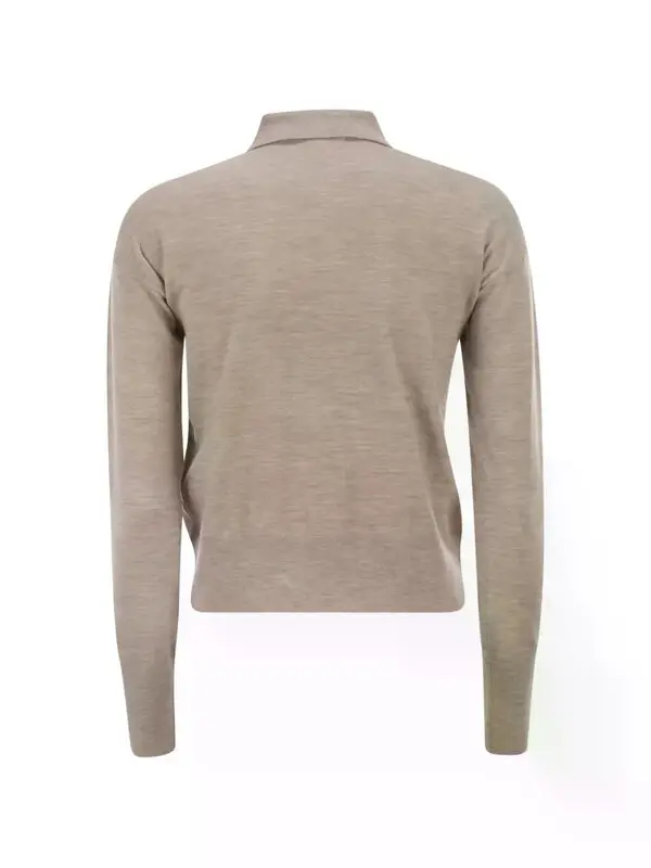 Max Mara Shirt Collar Cropped Wool Cardigan - Neutrals