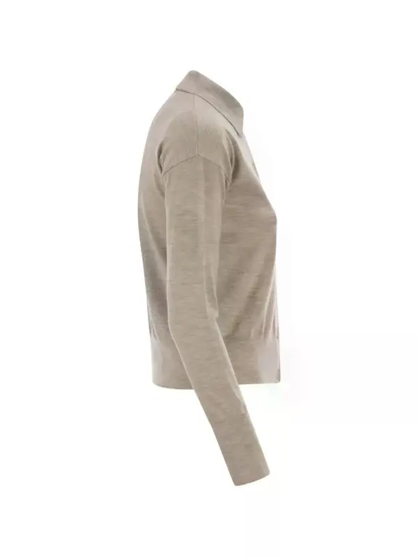 Max Mara Shirt Collar Cropped Wool Cardigan - Neutrals