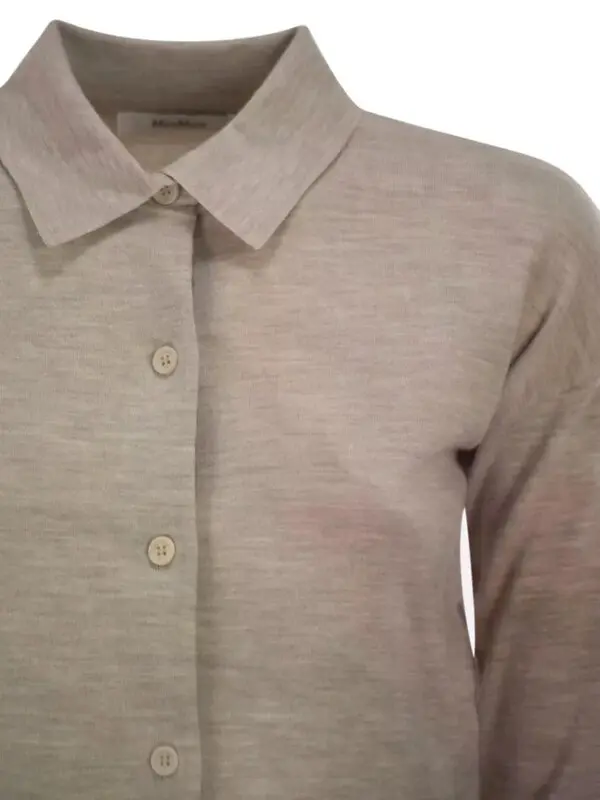 Max Mara Shirt Collar Cropped Wool Cardigan - Neutrals