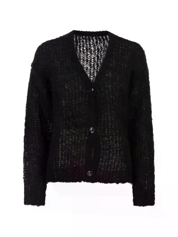 Max Mara Textured V-neck Cardigan - Black