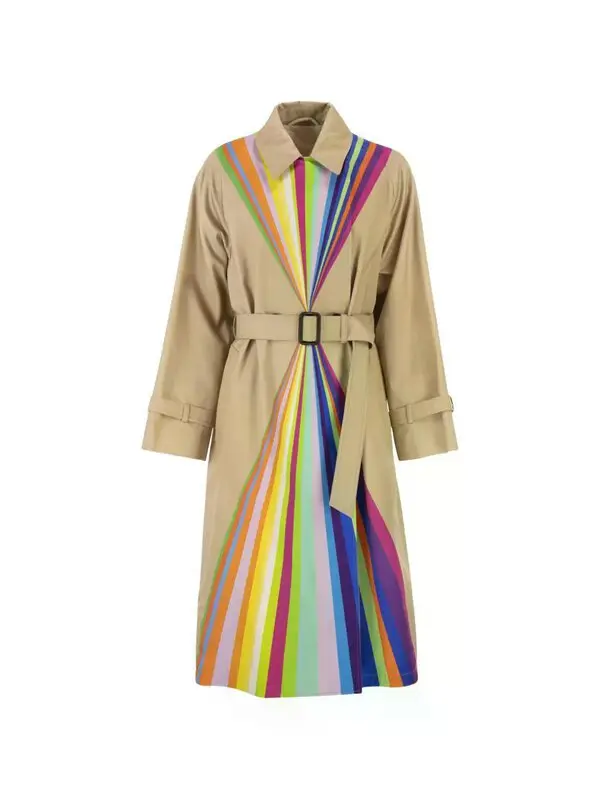 Max Mara Wkspalanca Rainbow-print Belted Trench Coat - Neutrals