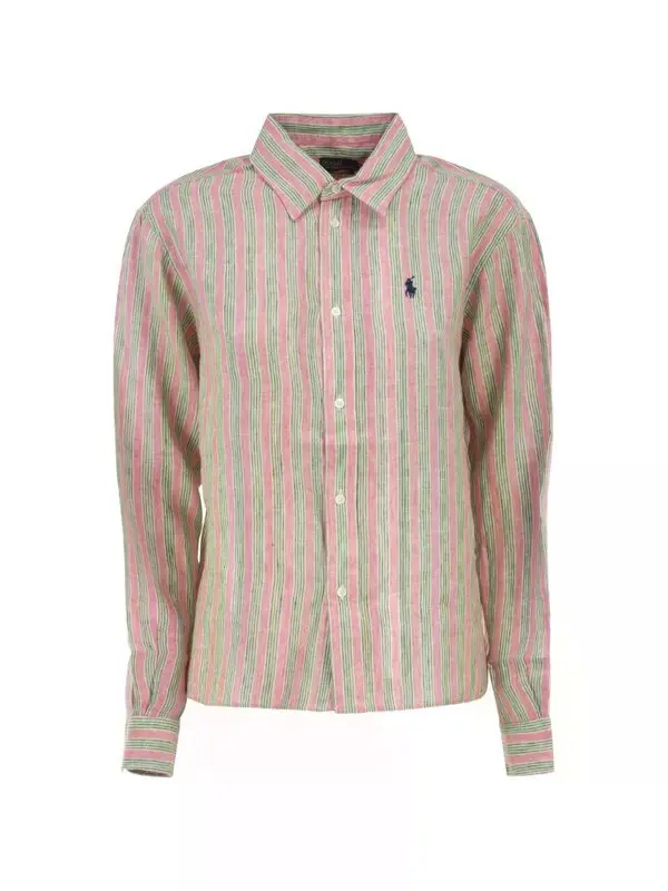 Polo Ralph Lauren Striped Logo-embroidered Shirt - Pink