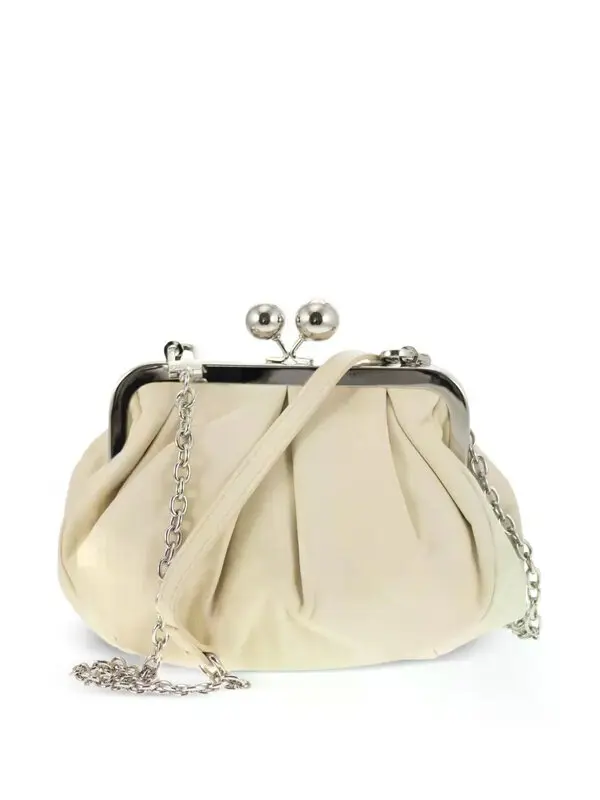 Max Mara Chain Leather Clutch - Neutrals