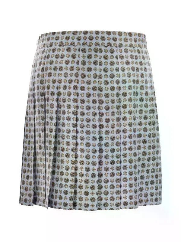 Max Mara Pleated Patterned Madison Silk Skirt - Blue