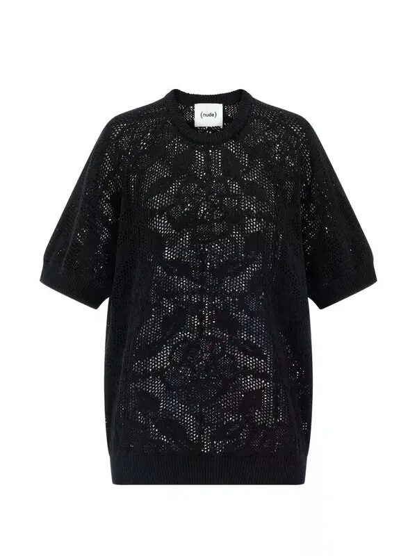 NUDE Openwork Cotton Sweater - Black