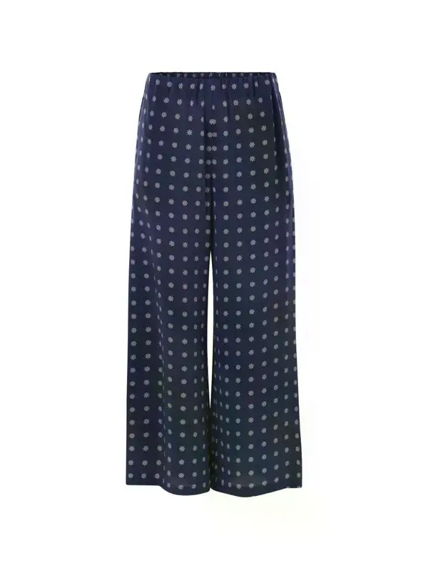 Max Mara Printed Elasticated Silk Trousers - Blue