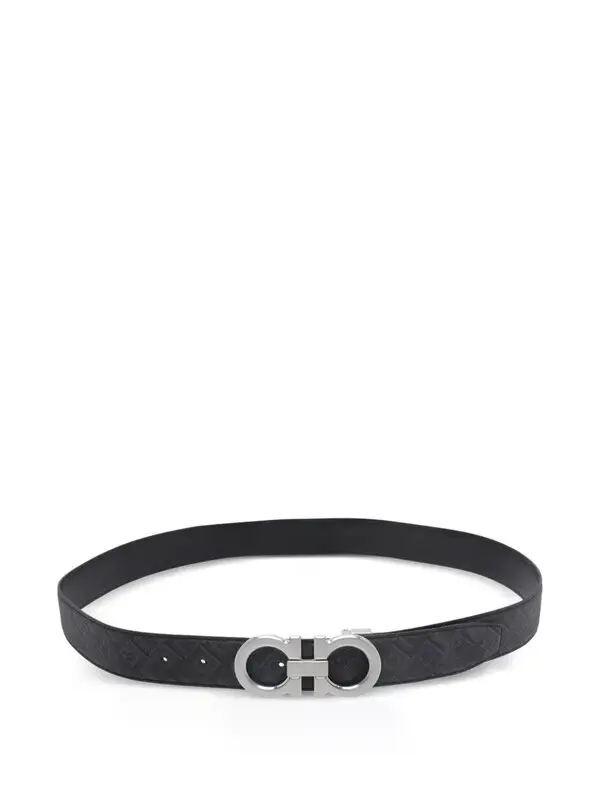 FERRAGAMO Gancini Logo Reversible Belt - Black