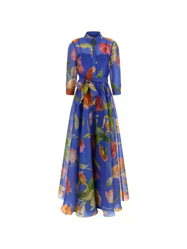 Carolina Herrera Shirt Poppy Print Dress - Blue