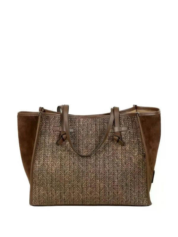 GIANNI CHIARINI Marcella Woven-panel Tote Bag - Brown