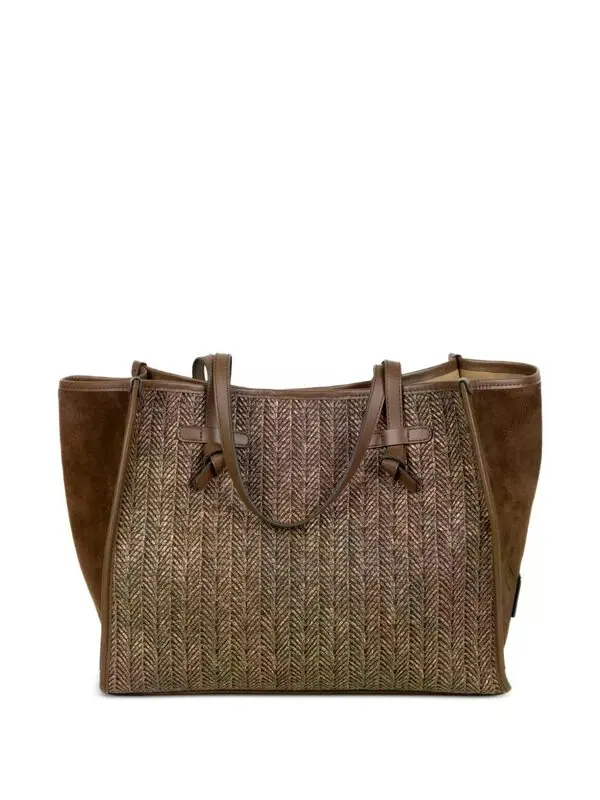 GIANNI CHIARINI Marcella Woven-panel Tote Bag - Brown
