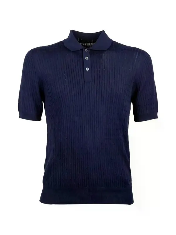 Tagliatore Ribbed Polo Shirt - Blue