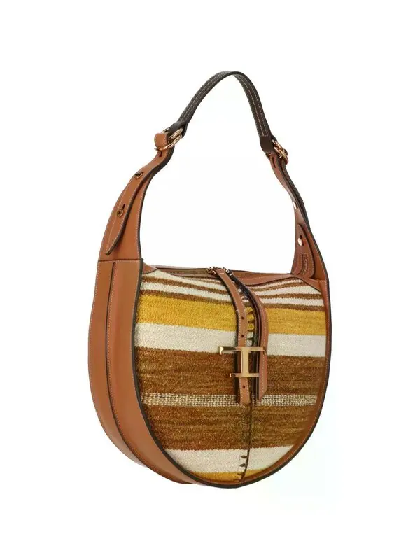 TOD'S Striped Logo Shoulder Bag