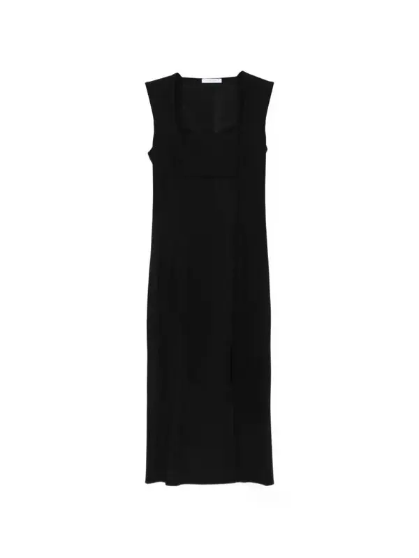 Patrizia Pepe Square-neck Midi Dress - Black
