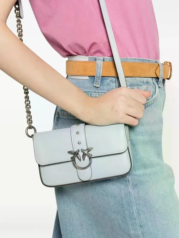 Pinko Baby Love Bag One Slouchy Shoulder Bag In Leather - Blue