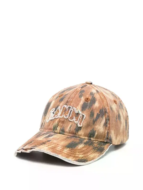 GANNI Patterned Hat - Brown
