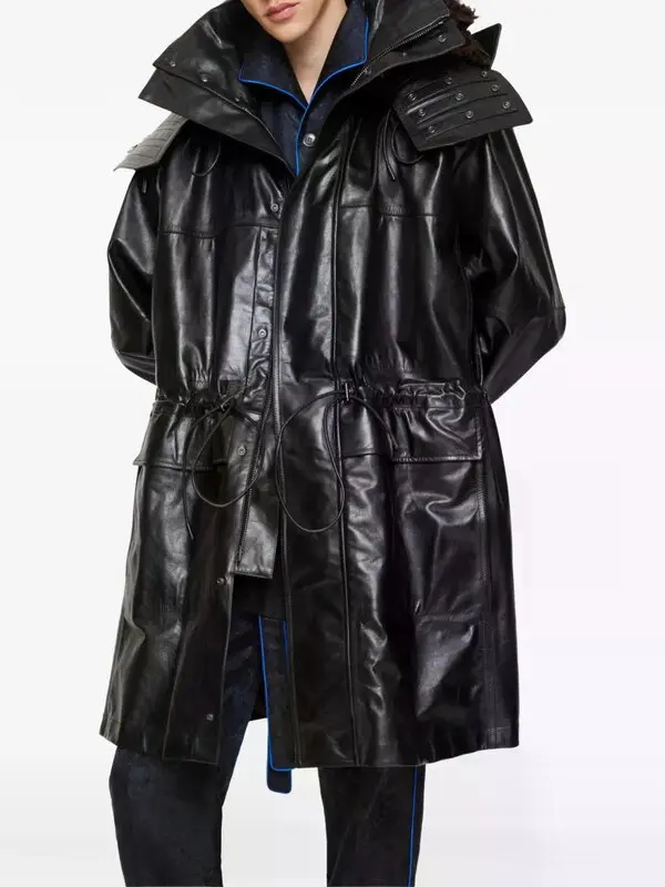 Burberry Fringed-trim Leather Parka