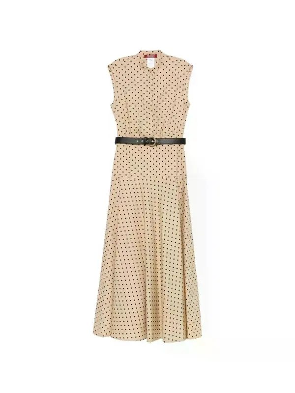 Max Mara Polka-dot Belted Midi Dress - Neutrals