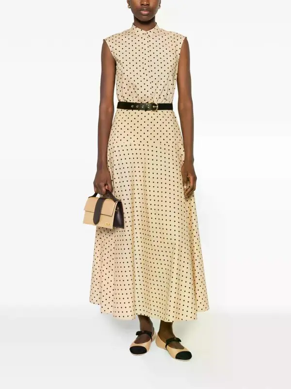 Max Mara Polka-dot Midi Dress With Belt