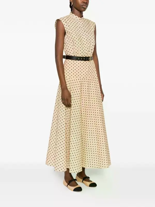 Max Mara Polka-dot Midi Dress With Belt