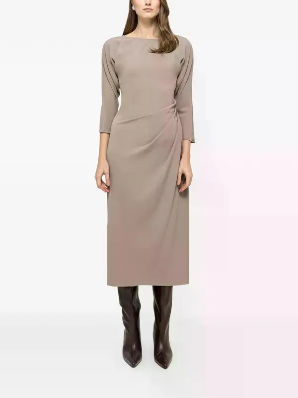 NISSA Pleated Midi Dress - Grey