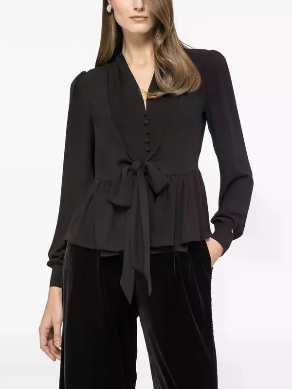 NISSA Ruffled Blouse - Black