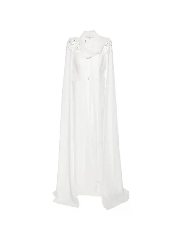 THE COUTURE CLUB Embellished Cape Gown - White