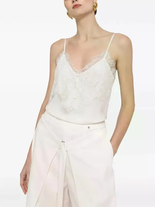 NISSA Lace Panel Blouse - White